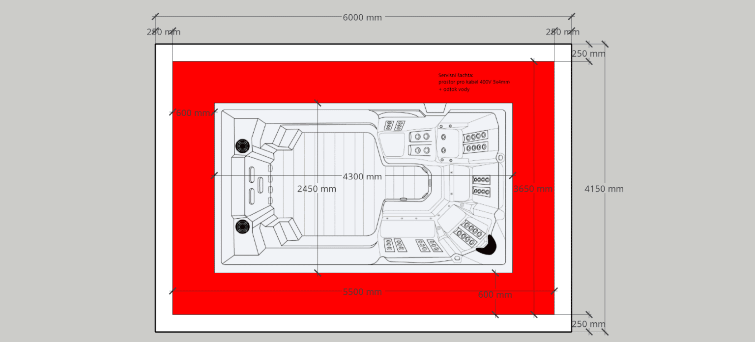 Technical readiness of recessed or semi-recessed swim spa pools ...
