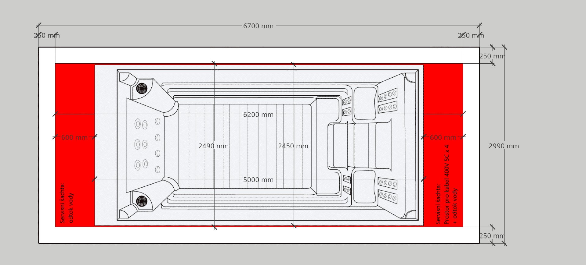 Technical readiness of recessed or semi-recessed swim spa pools ...